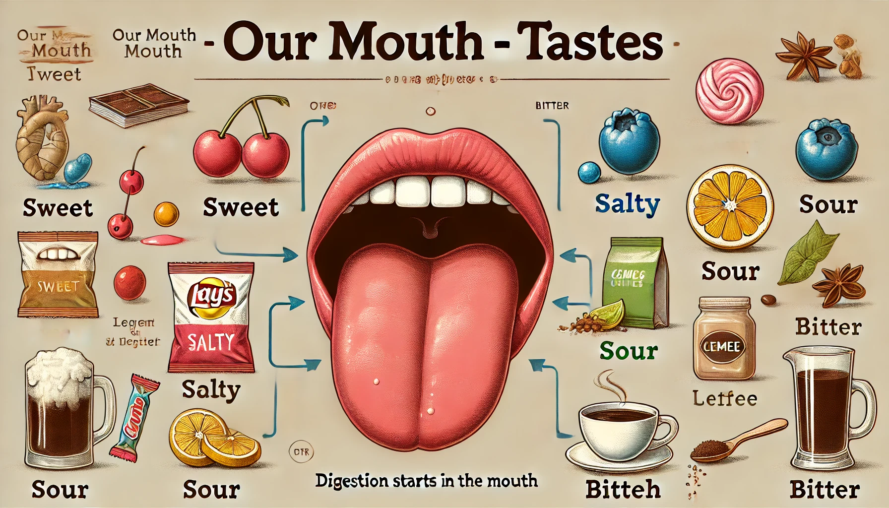 Our Mouth - Tastes and Chews Food Class 5 - Summary